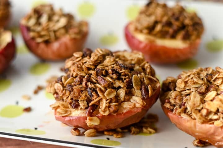 Air Fryer Baked Apples with Cinnamon Oat Topping | One Hungry Bunny