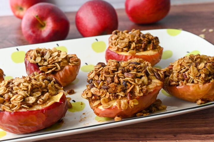 Air Fryer Baked Apples with Cinnamon Oat Topping | One Hungry Bunny