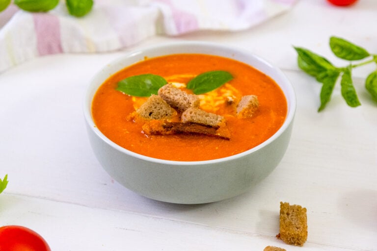 Roasted Red Pepper Gouda Soup Recipe | One Hungry Bunny