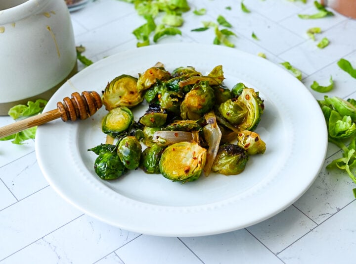 Hot Honey Brussels Sprouts Recipe | One Hungry Bunny